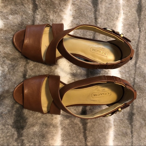 Coach | Shoes | Coach Heels Brown Leather Brea Pebble Grain | Poshmark